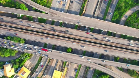 4K : Top view of Highway road junctions. | Stock Video | Pond5