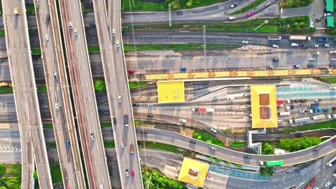 4K : Top view of Highway road junctions. | Stock Video | Pond5