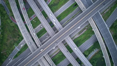 4K : Top view of interchange and multi j... | Stock Video | Pond5