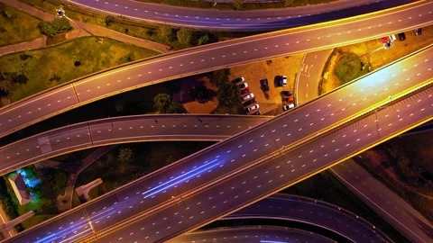 4K : Top view of interchange and motorwa... | Stock Video | Pond5