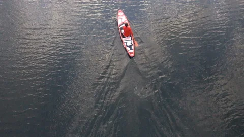 4K top view of a kayak floating on the r... | Stock Video | Pond5