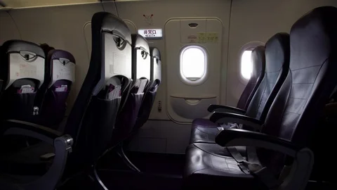 4k, Traveling by air. Rows seats cabin a... | Stock Video | Pond5