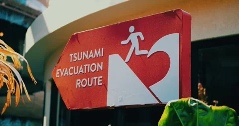 4K Tsunami Wave Warning Sign Warning Vis... | Stock Video | Pond5