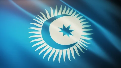 4k Turkic Council flag,cloth texture sea... | Stock Video | Pond5