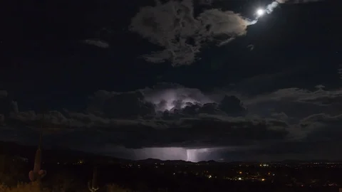 4K UHD lightning storm cell under the mo... | Stock Video | Pond5