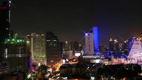 4K UHD night time-lapse of Bangkok citys... | Stock Video | Pond5