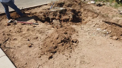 4K UHD physical labor digging dirt with ... | Stock Video | Pond5