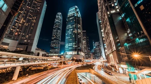 4K UHD Time-lapse cityscape at night of ... | Stock Video | Pond5