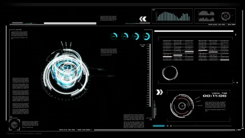 4K UI User Interface with HUD pi bar tex... | Stock Video | Pond5