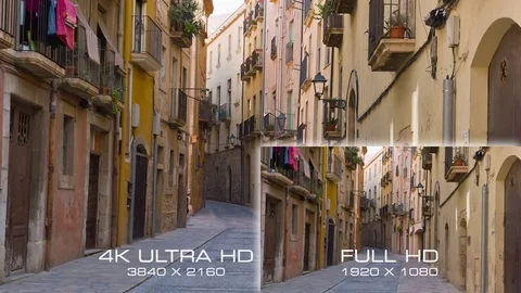 4K Ultra HD vs Full HD comparison tv for... | Stock Video | Pond5