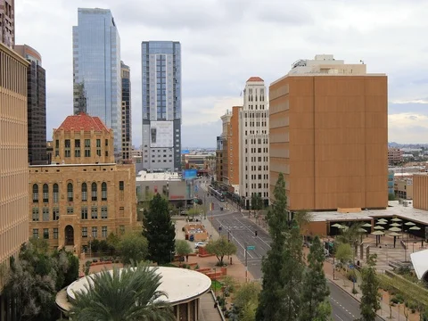 4K UltraHD View looking down on Phoenix,... | Stock Video | Pond5