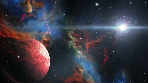 4k universe, animated planets and nebula... | Stock Video | Pond5