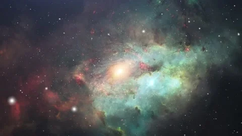 4k universe, rotating galaxy with nebula... | Stock Video | Pond5