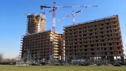 4k vertical pan of new residential build... | Stock Video | Pond5