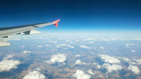 4k video of airplane wing annd ground co... | Stock Video | Pond5