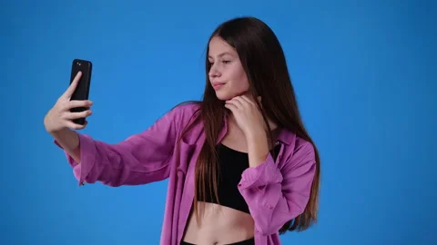 4k video of beautiful girl making selfie... | Stock Video | Pond5