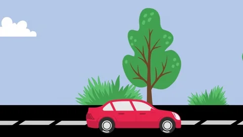 4K video Car Footage with Cartoon Car on... | Stock Video | Pond5