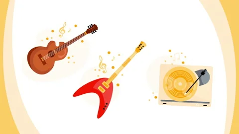 4k video of cartoon musical instruments ... | Stock Video | Pond5