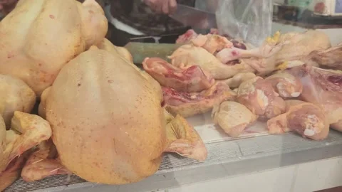 4k video of a dead chickens in a meat ma... | Stock Video | Pond5