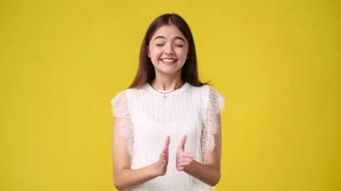 4k video of excited girl clapping in han... | Stock Video | Pond5