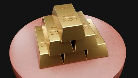 4k video Gold bar on the presentation st... | Stock Video | Pond5