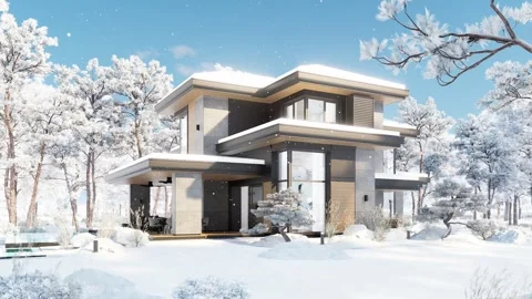 4K video of modern two story house with ... | Stock Video | Pond5