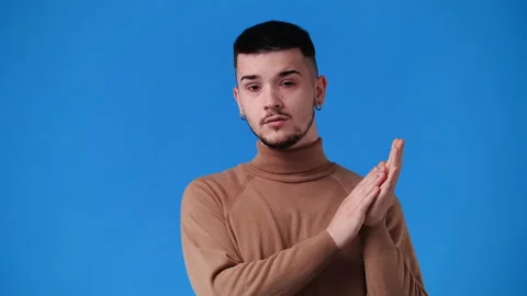 4k video of one man clapping in hands ov... | Stock Video | Pond5