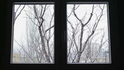 Snow Falling Outside Window Stock Video Footage | Royalty Free Snow ...