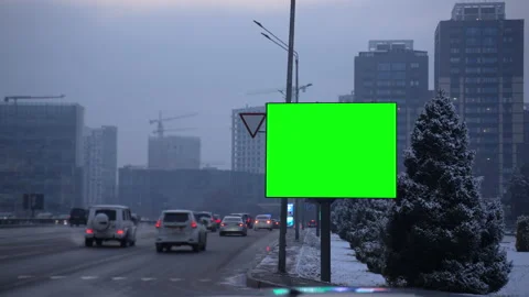 4k View of billboard and cars driving in... | Stock Video | Pond5
