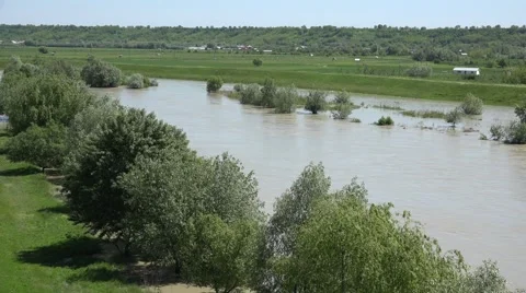 4K View Muddy River in Flood, Flooding b... | Stock Video | Pond5