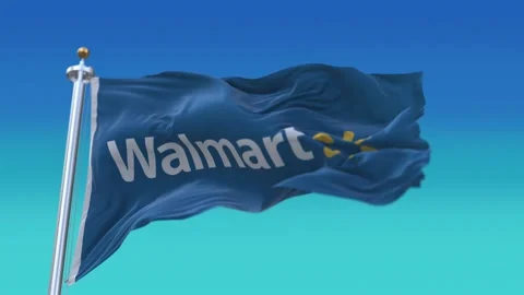 4k Walmart Company flag wrinkles wind Sl... | Stock Video | Pond5