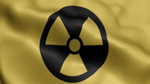 4K waving flag of the nuclear logo in ye... | Stock Video | Pond5