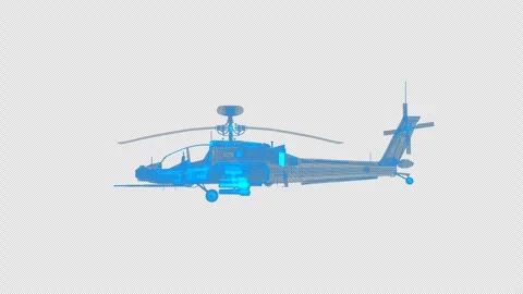 4k wireframe attack helicopter, transpar... | Stock Video | Pond5