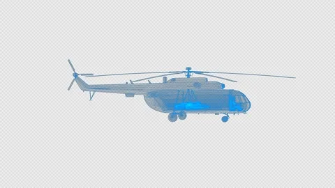 4k wireframe helicopter, transparent bac... | Stock Video | Pond5
