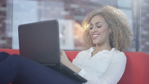 4K Woman relaxing at home making video c... | Stock Video | Pond5