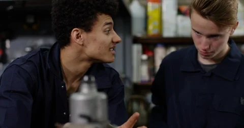 4K Young apprentice mechanic with bad at... | Stock Video | Pond5