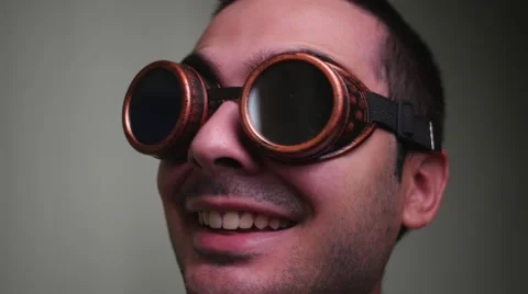 4K Young Man With Funny Goggles | Stock Video | Pond5