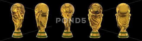 5 3d illustrations of FIFA World cup gold trophy: Graphic #201071717