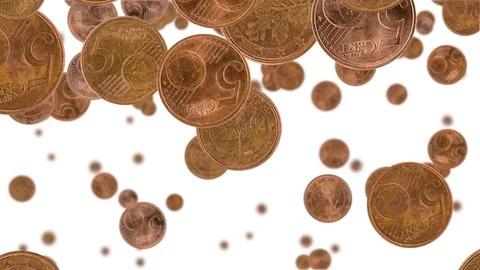5 Euro Cent coins falling down on white ... | Stock Video | Pond5