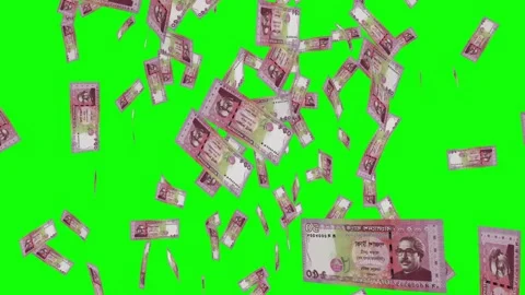 50 BANGLADESHI TAKA notes falling Green ... | Stock Video | Pond5