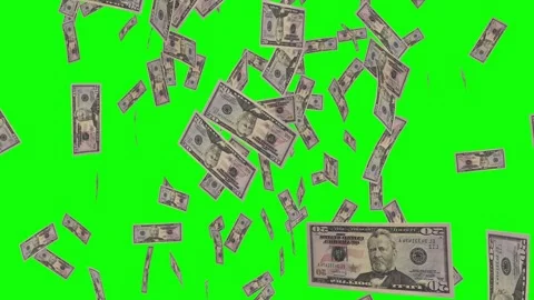 50 DOLLAR notes falling Green screen | Stock Video | Pond5
