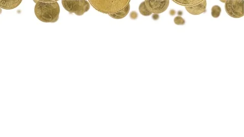 50 Euro cent coins falling down on white... | Stock Video | Pond5