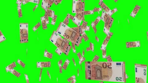 50 EURO notes falling Green screen | Stock Video | Pond5