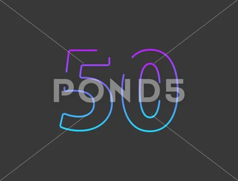 50 number, outline stroke gradient font. Trendy, dynamic creative style ...