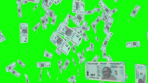 50 RUPEES notes falling Green screen | Stock Video | Pond5