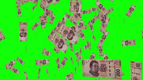 500 MEXICAN PESOS notes falling Green sc... | Stock Video | Pond5