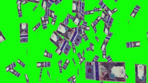 500 QATARI RIYAL notes falling Green scr... | Stock Video | Pond5