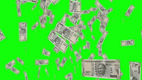 500 RUPEES notes falling Green screen | Stock Video | Pond5