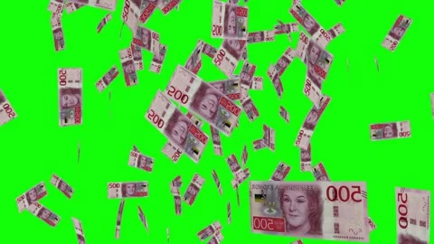 500 SWEDISH KRONA notes falling Green sc... | Stock Video | Pond5