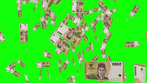 5000 INDONESIAN RUPIAH notes falling Gre... | Stock Video | Pond5